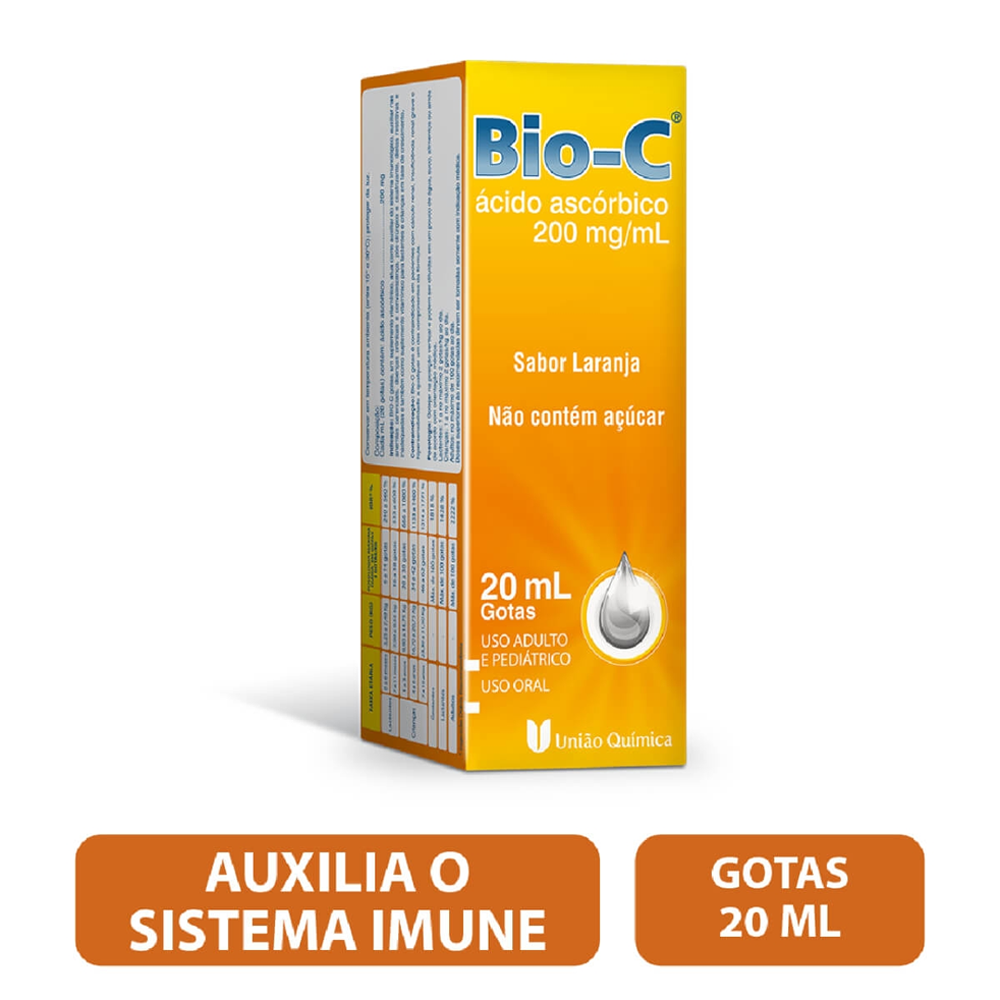 Bio-C Gotas 200mg/mL, caixa com 1 frasco com 20mL de solução de uso ...