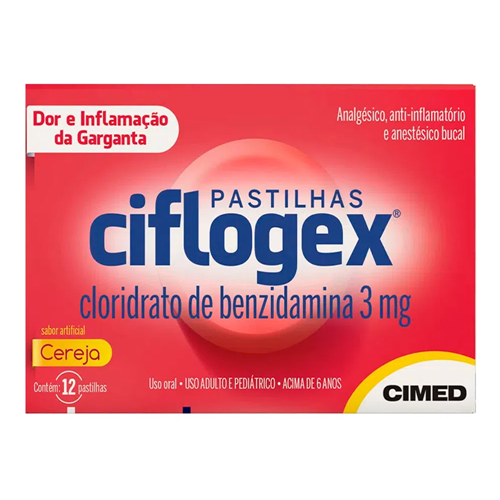 Ciflogex Pastilha 3,0mg, caixa com 12 pastilhas, sabor cereja ...