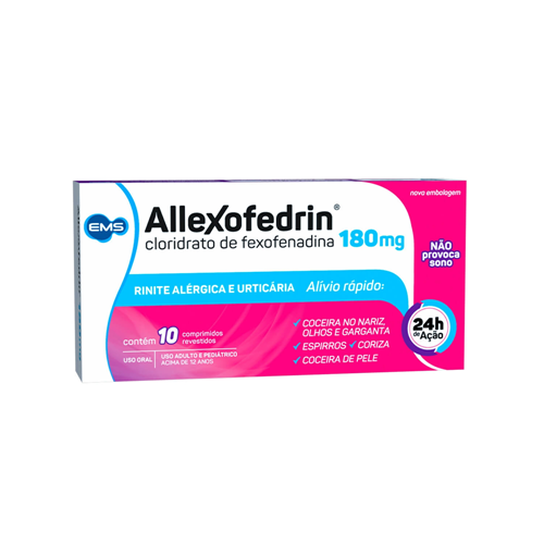 Allexofedrin 180mg, caixa com 10 comprimidos revestidos P7896004705385 ...