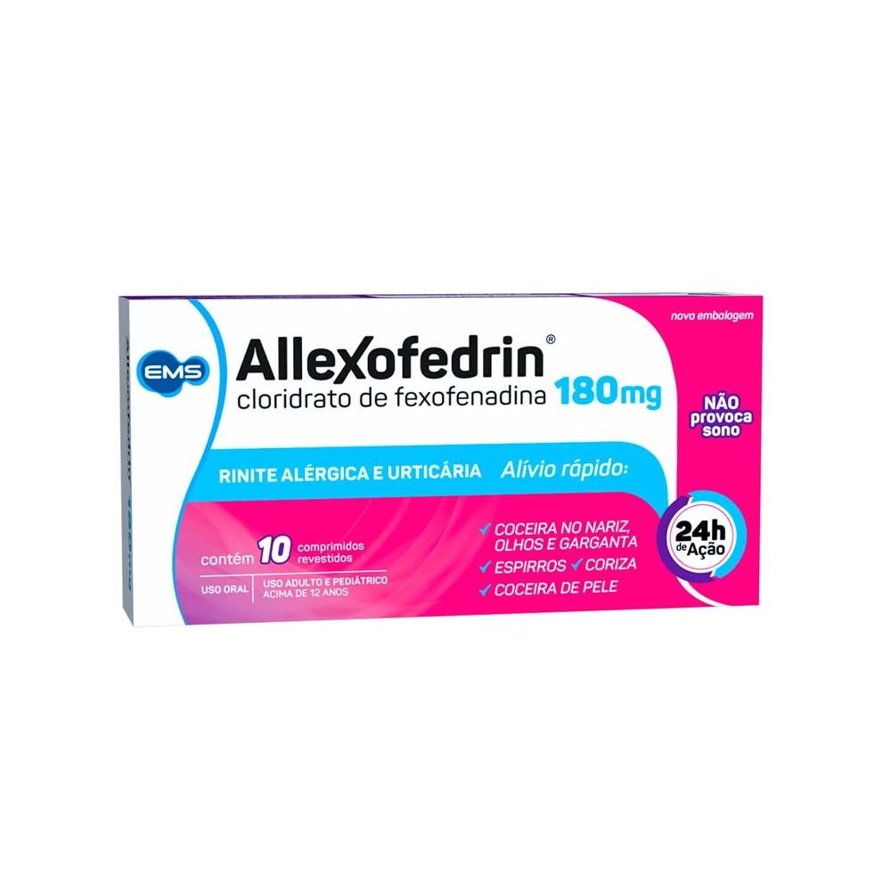 Allexofedrin 180mg, caixa com 10 comprimidos revestidos P7896004705385 ...