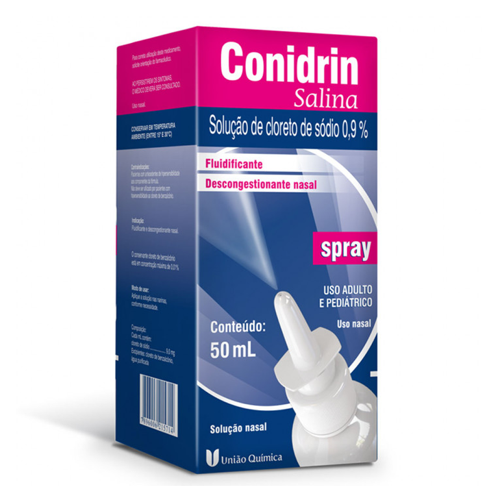 Conidrin Salina 9mg/mL, caixa com 1 frasco spray com 50mL de solução de ...