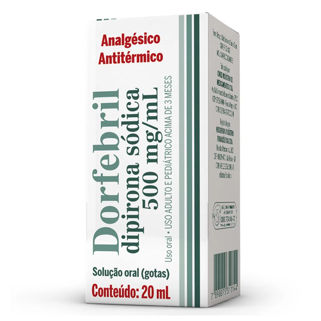 Dorfebril 500mg/mL, caixa com 1 frasco gotejador com 10mL de solução de ...