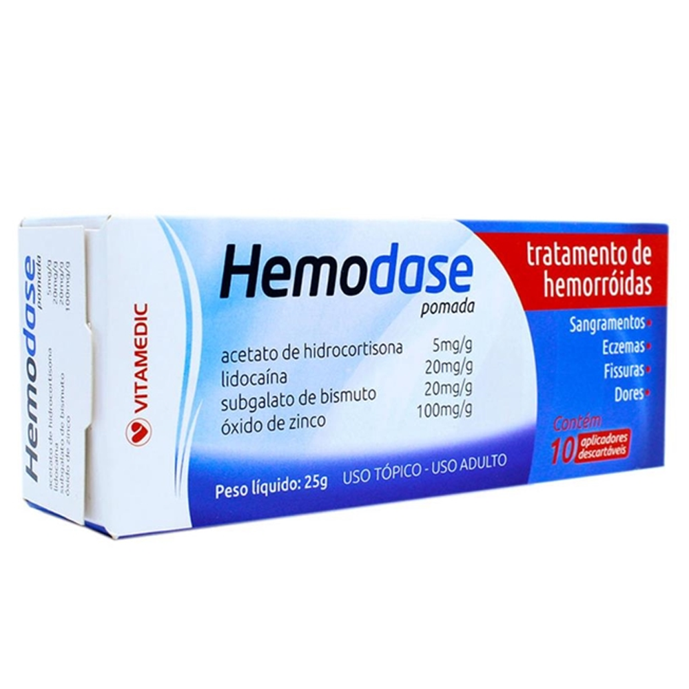 Hemodase 5mg/g + 20mg/g + 20mg/g + 100mg/g, caixa com 1 bisnaga com 25g ...