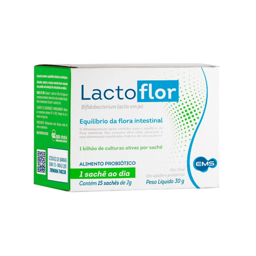 Lactoflor caixa com 15 sachês de 2g de pó para solução de uso oral ...