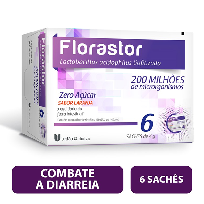 Florastor caixa com 6 sachês com 4g de pó para solução de uso oral ...