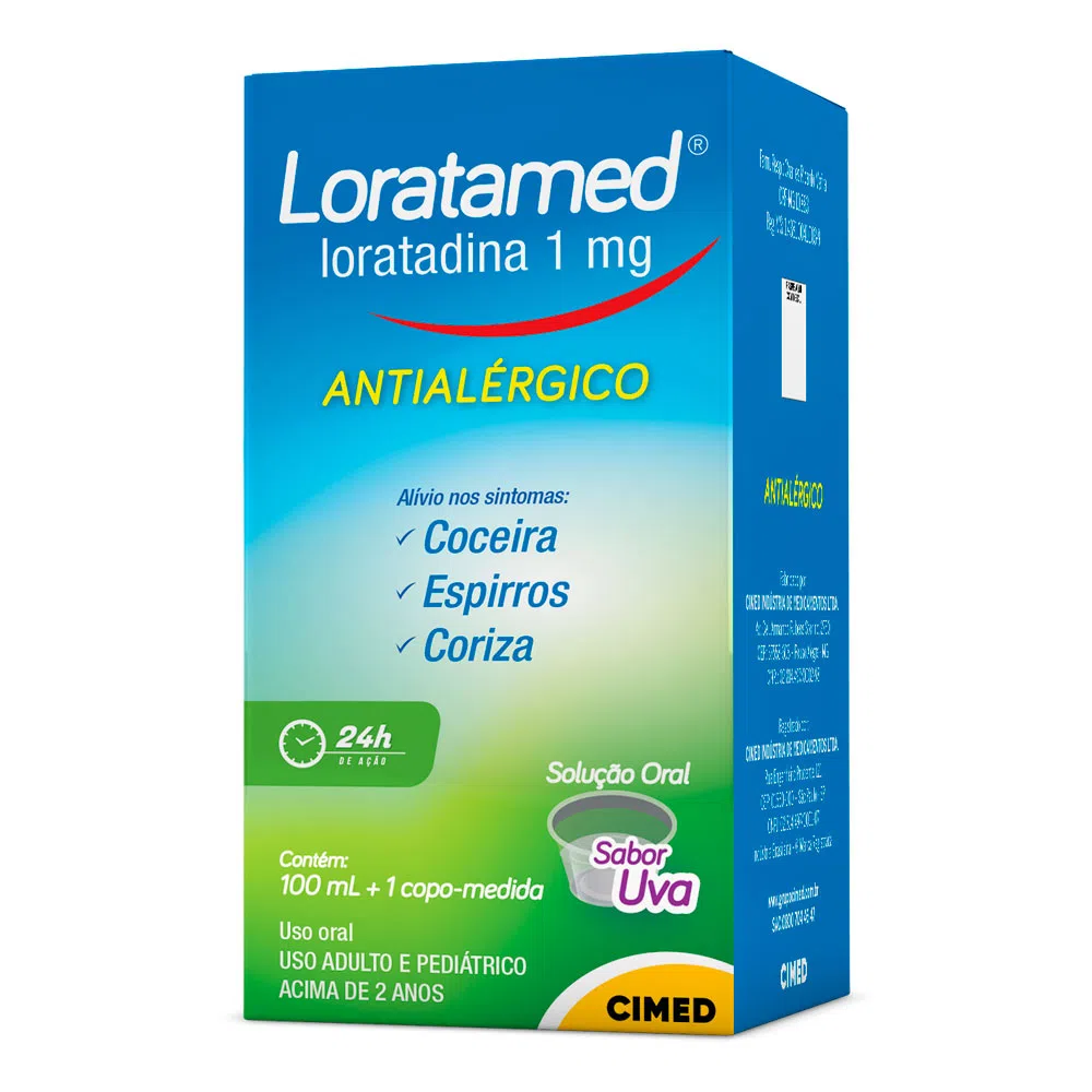 Loratamed Solução Oral 1mg/mL, caixa com 1 frasco com 100mL de xarope ...