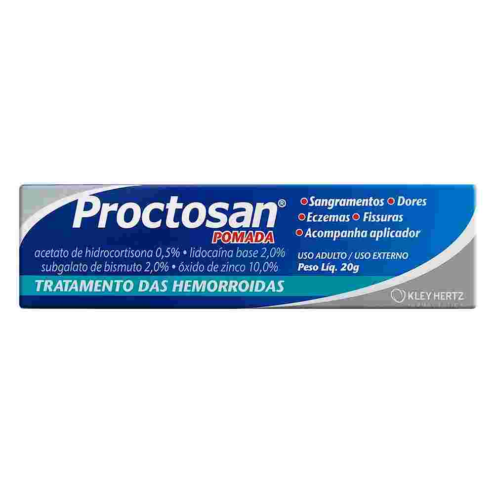 Proctosan 0,5% + 2% + 2% + 10%, caixa com 1 bisnaga com 20g de pomada ...
