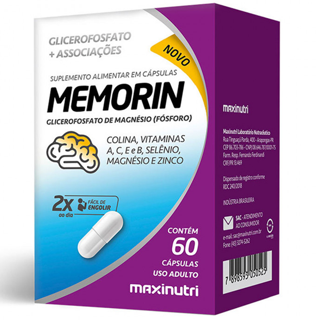 Memorin caixa com 60 cápsulas P7898593050525 - Memorin Com 60 Cápsulas ...