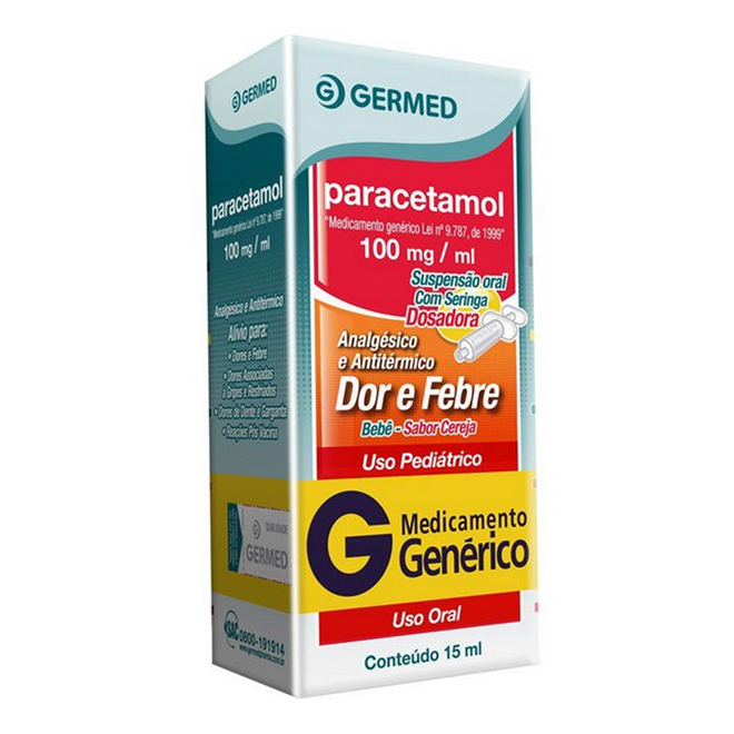 Paracetamol Germed Pharma 100mg/mL, caixa com 1 frasco com 15mL de ...