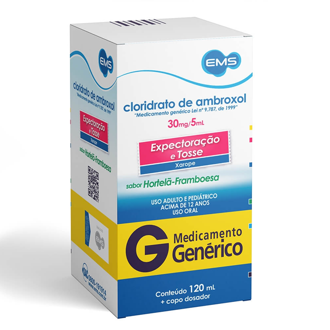 Cloridrato de Ambroxol EMS 6mg/mL, caixa com 1 frasco com 120mL de ...