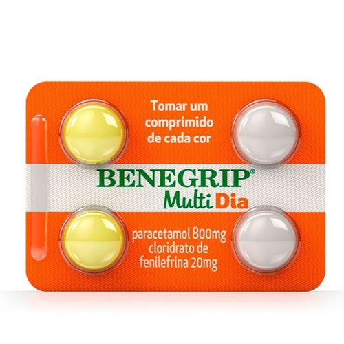 Benegrip Multi Dia 800mg + 20mg, blíster com 4 comprimidos ...
