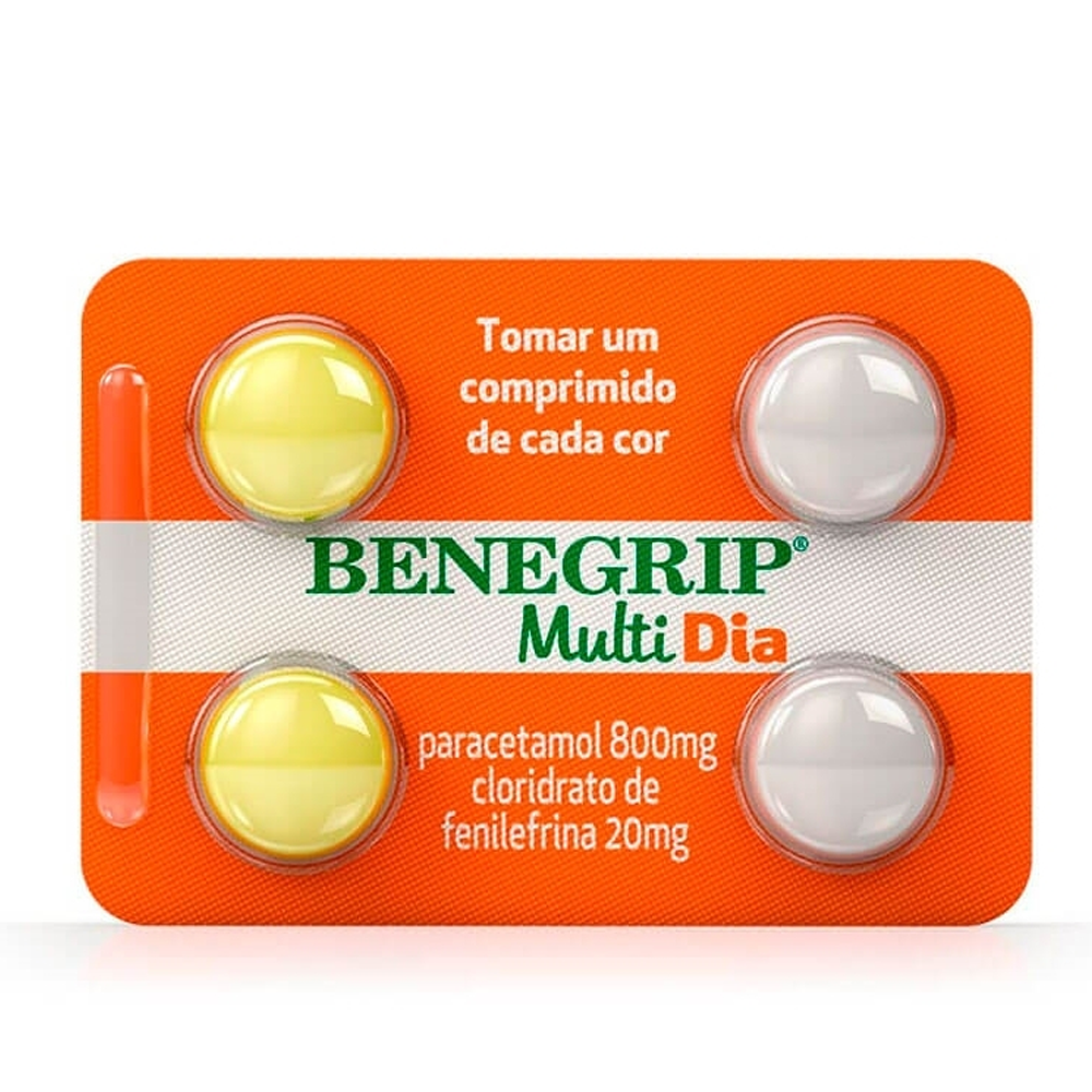 Benegrip Multi Dia 800mg + 20mg, blíster com 4 comprimidos ...