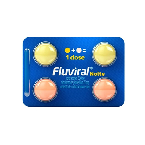 Fluviral Noite 400mg + 20mg + 400mg + 4mg, blister com 4 comprimidos ...