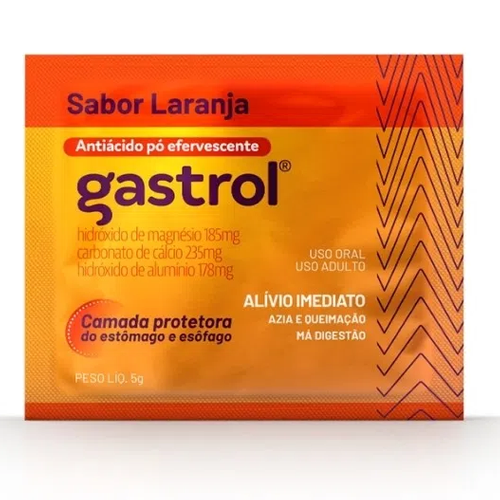 Gastrol Pó Efervescente 37mg/g + 47mg/g + 35,6mg/g, envelope com 5g de ...