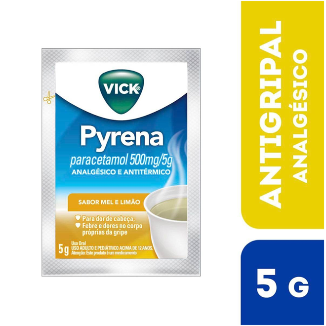 Vick Pyrena 500mg, 1 envelope com 5g, sabor mel com limão P78911246 ...
