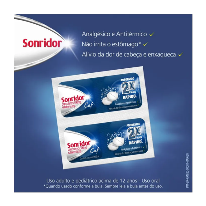 Sonridor Caf 500mg + 65mg, blíster com 4 comprimidos efervescentes ...