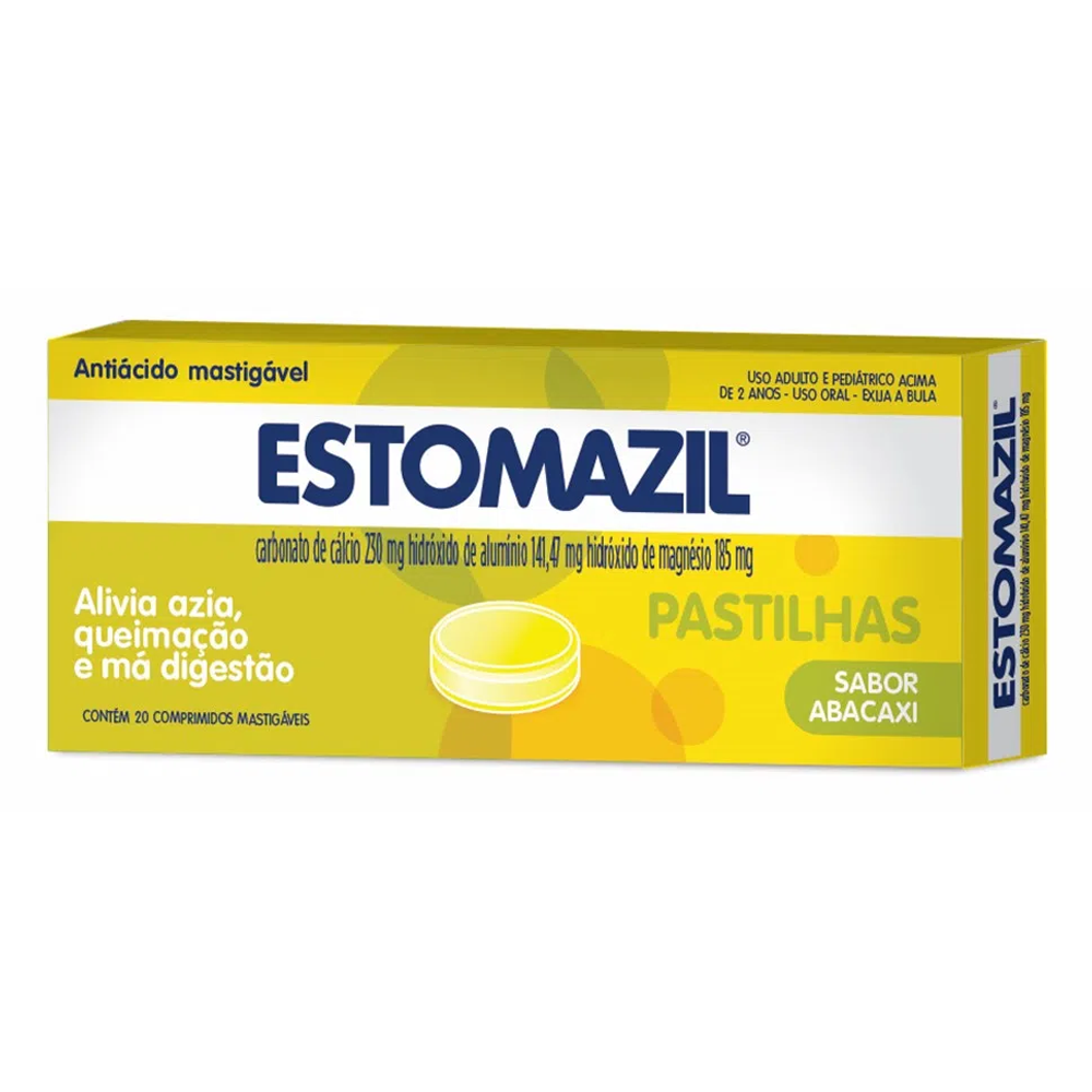 Estomazil Pastilha 230mg + 185mg + 185mg, caixa com 20 comprimidos ...