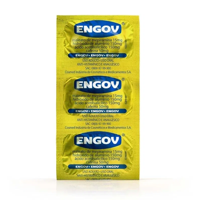 Engov 15mg + 150mg +150mg + 50mg, blíster com 6 comprimidos ...