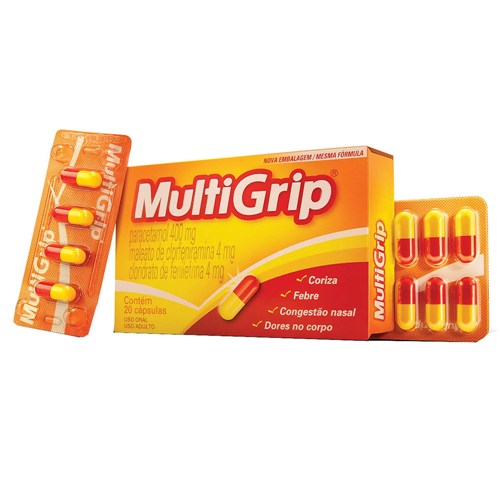 Multigrip Cápsula 400mg + 4mg + 4mg, caixa com 20 cápsulas gelatinosas ...