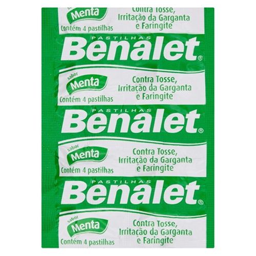 Benalet 5mg + 50mg + 10mg, cartela com 4 pastilhas, sabor menta ...