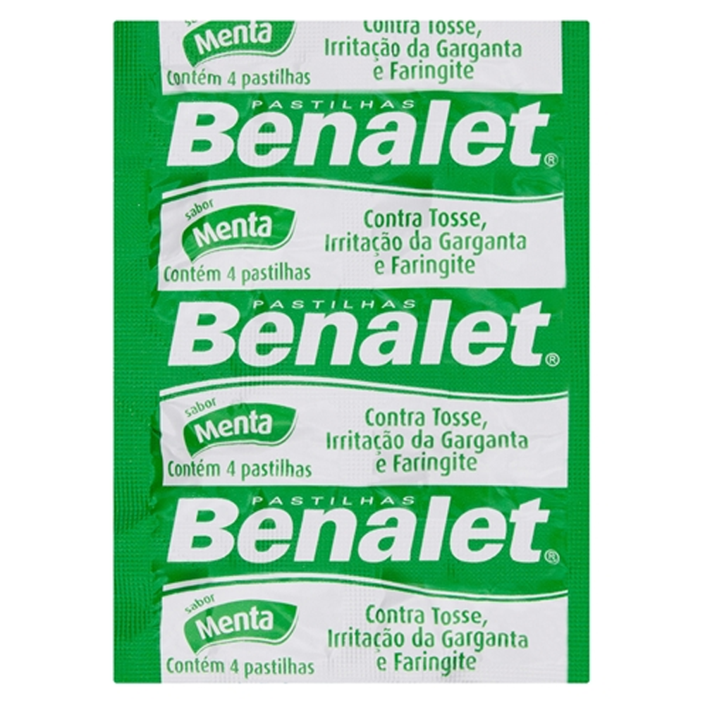 Benalet 5mg + 50mg + 10mg, cartela com 4 pastilhas, sabor menta ...