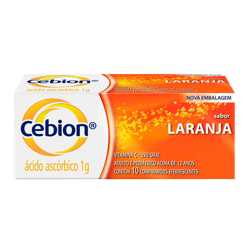 Cebion Comprimido 1g, caixa com 10 comprimidos efervescentes, sabor ...
