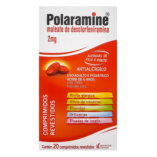 Polaramine Comprimido 2mg, caixa com 20 comprimidos revestidos ...