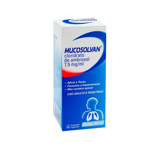 Mucosolvan 6mg/mL, caixa com 1 frasco com 120mL de xarope de uso adulto ...