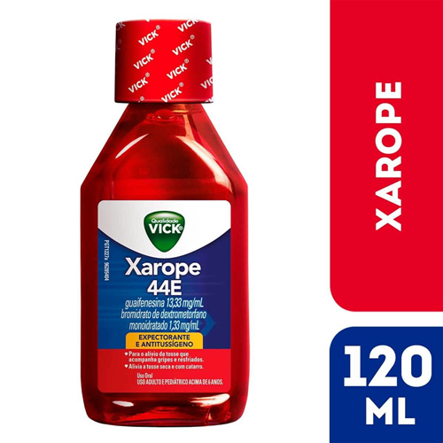 Xarope 44E 1,3 + 13,3mg, xarope, frasco com 120ml P7590002023228 - Vick ...