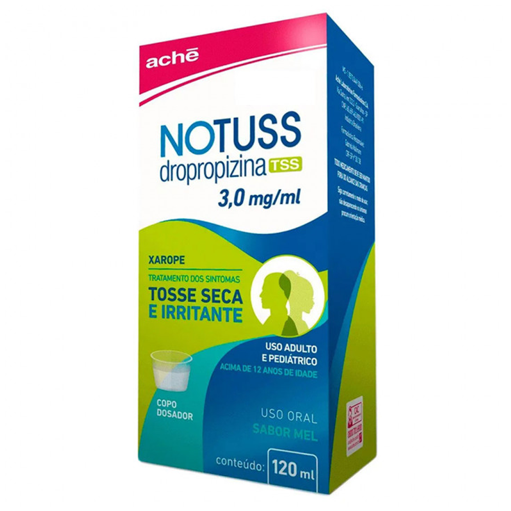 Notuss TSS 3mg/mL, caixa contendo 1 frasco com 120mL de xarope + 1 copo ...