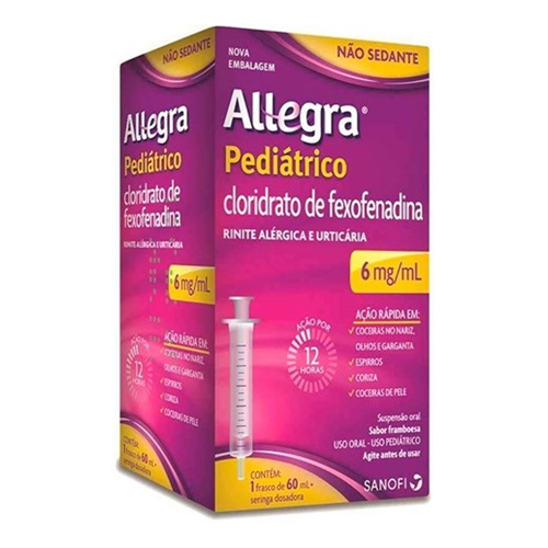 Allegra Pediátrico 6mg/mL, caixa com 1 frasco com 60mL de suspensão de ...