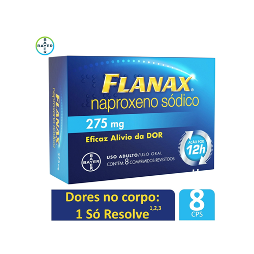 Flanax 275mg, caixa com 8 comprimidos revestidos P7891106913683 ...