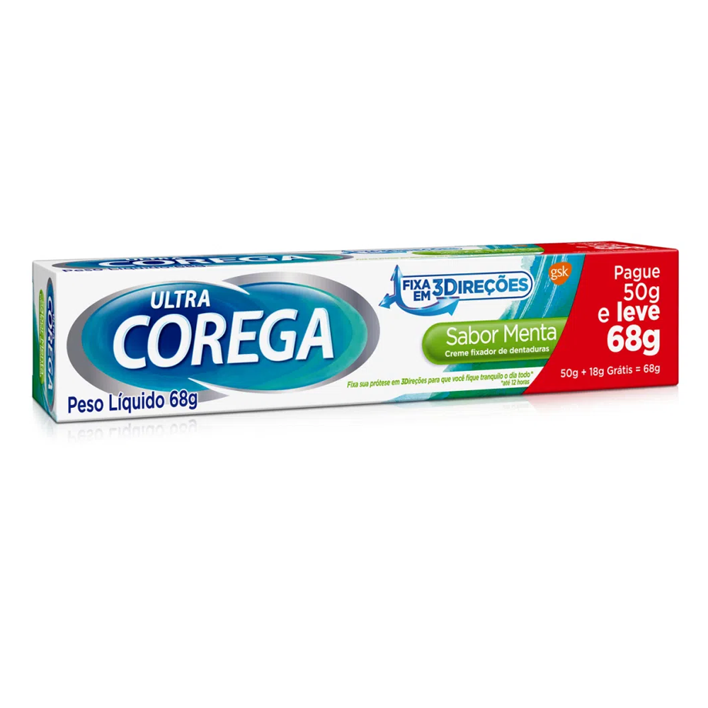 Creme Fixador de Dentadura Corega Ultra pague 50g leve 86g ...