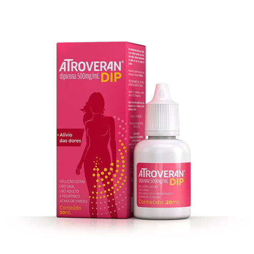 Atroveran Dip 500mg/mL, caixa com 1 frasco gotejador com 20mL de ...