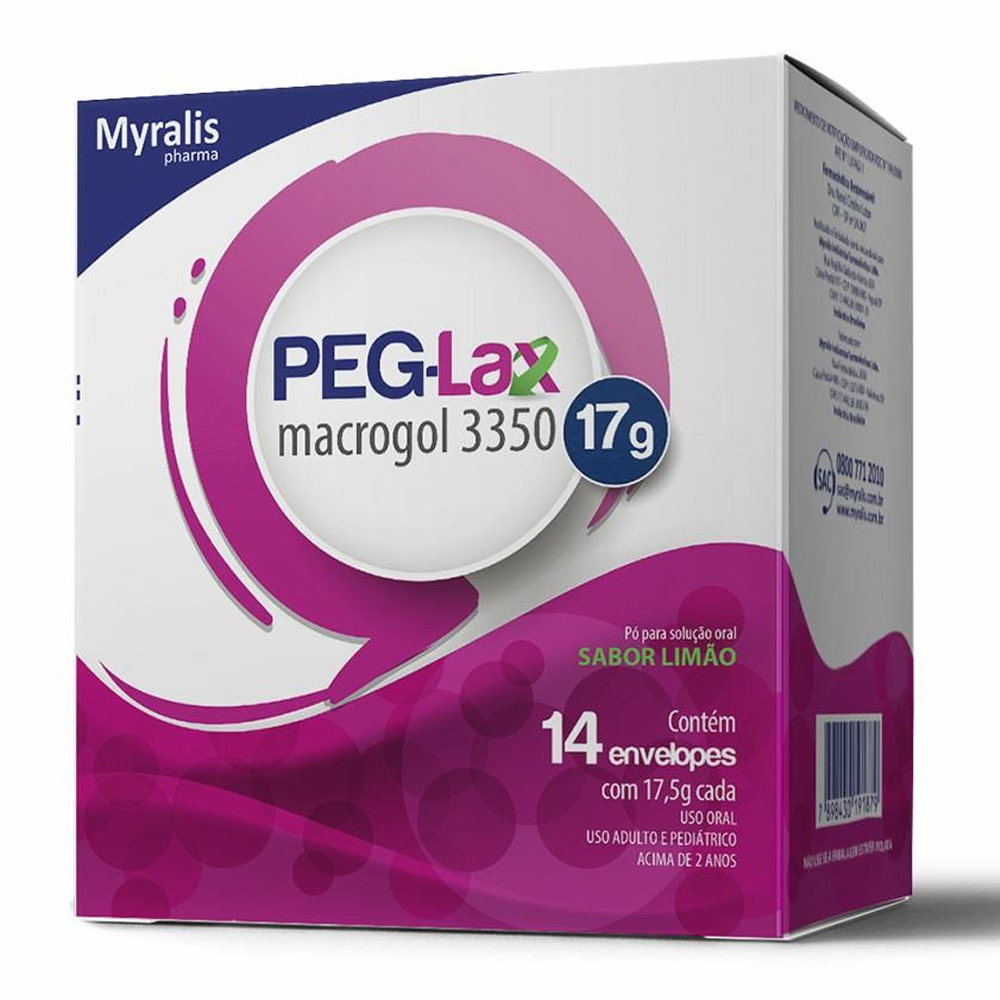 Peg-Lax caixa com 14 sachês de 17,5g de pó para solução oral, sabor ...