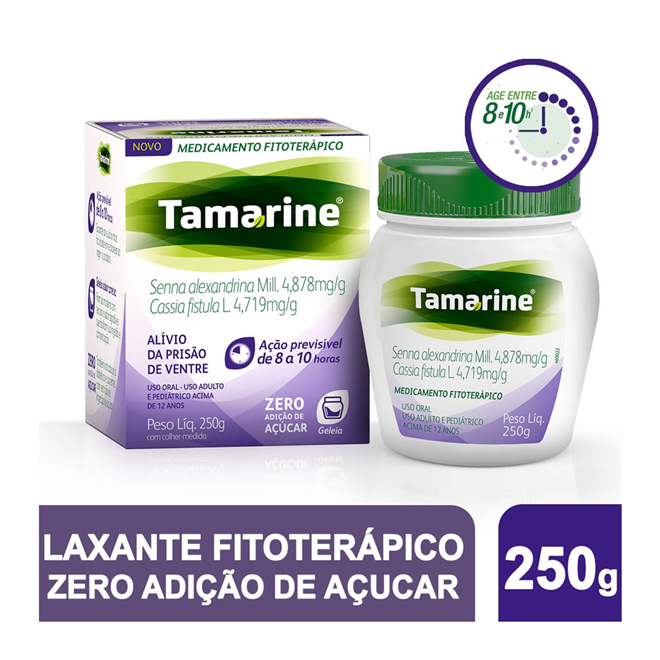 Tamarine 4,878mg/g + 4,719mg/g, frasco com 250g de geléia de uso oral ...