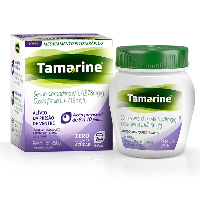 Tamarine 4,878mg/g + 4,719mg/g, frasco com 250g de geléia de uso oral ...