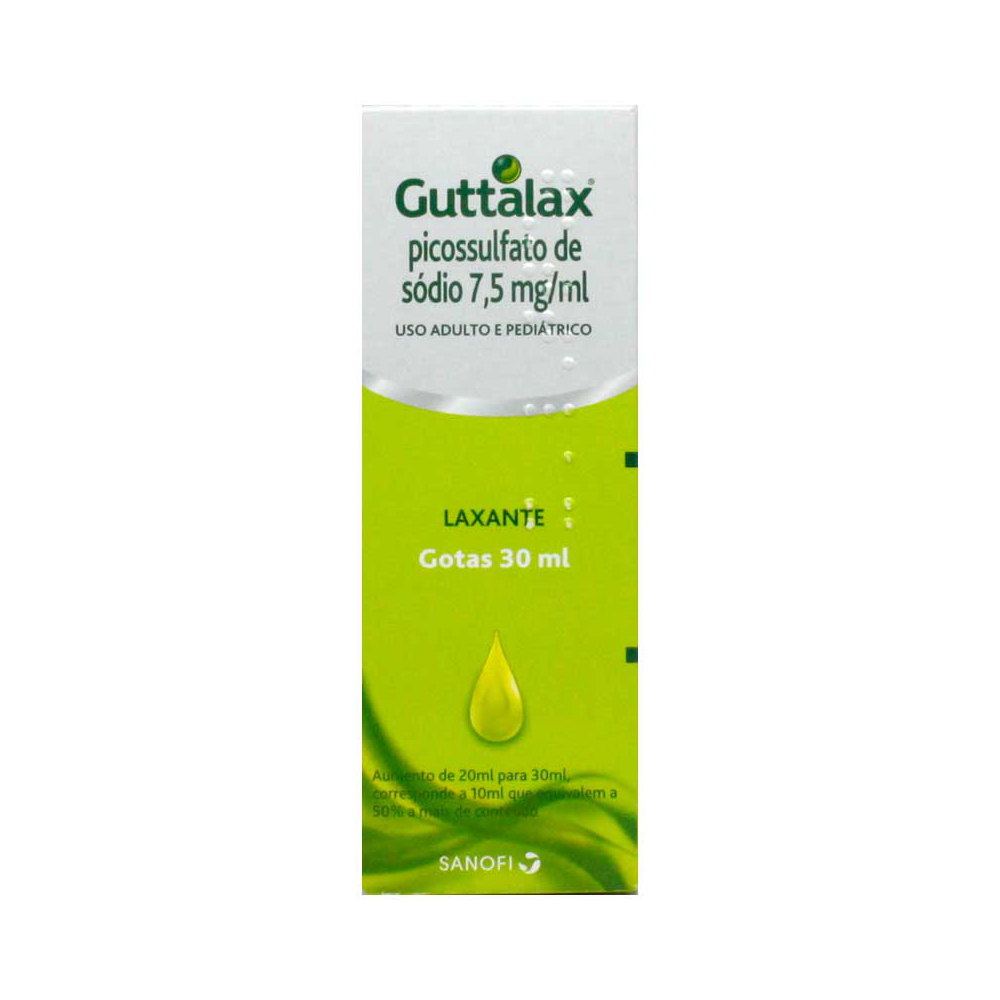 Guttalax 7,5mg/mL, caixa com 1 frasco gotejador com 30mL de solução de ...
