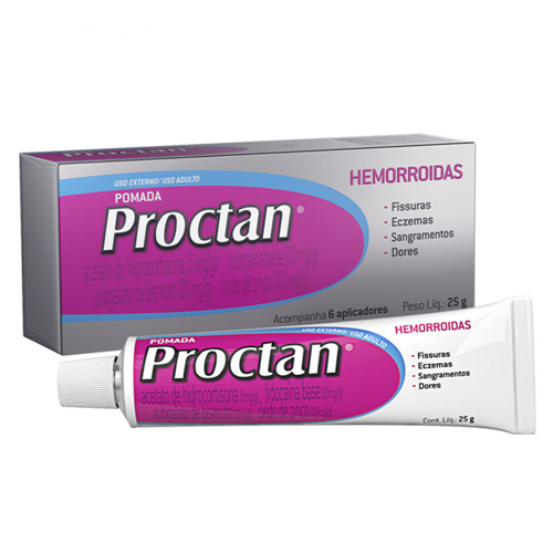Proctan 5mg/g + 20mg/g + 20mg/g + 100mg/g, caixa com 1 bisnaga com 25g ...
