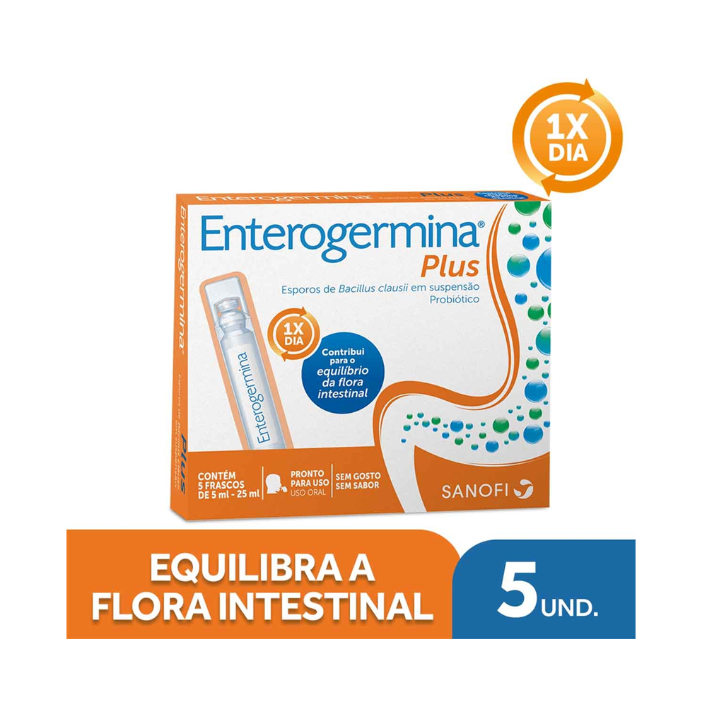 Enterogermina Plus 4bcfu/5mL, caixa com 5 frascos com 5mL de suspensão ...