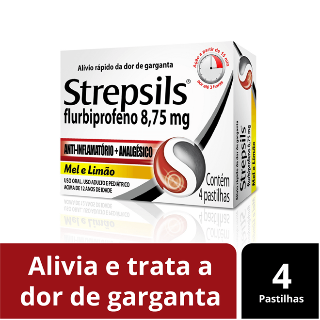 Strepsils 8,75mg, caixa com 4 pastilhas, mel e limão P7891035655357 ...