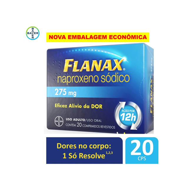 Flanax 275mg, caixa com 20 comprimidos revestidos P7891106006491 ...