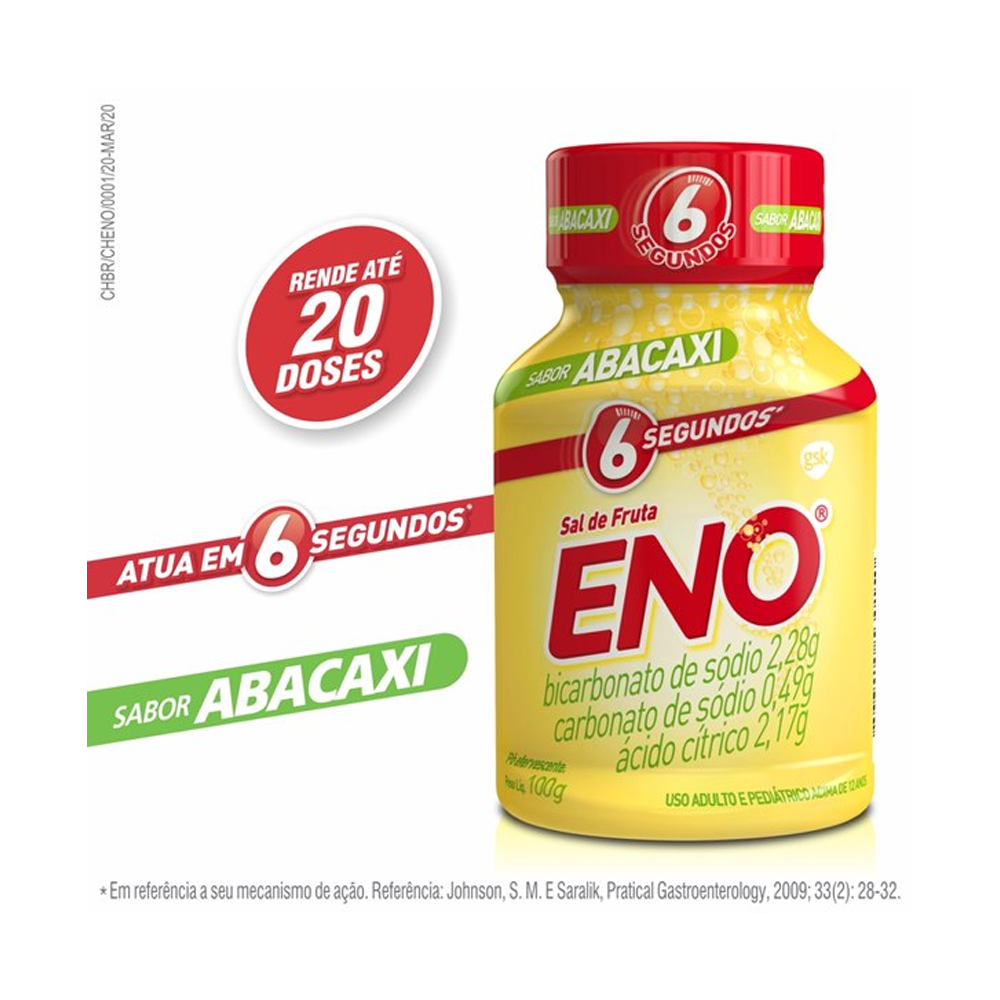 Sal de Frutas Eno frasco com 100g de pó efervescente de uso oral ...