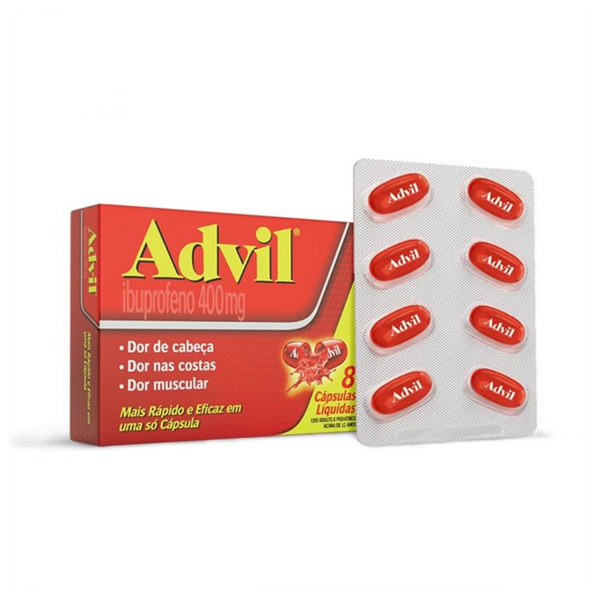 Advil 400mg com 8 cápsulas líquidas P7891045040426 - Advil 400Mg Com 8 ...