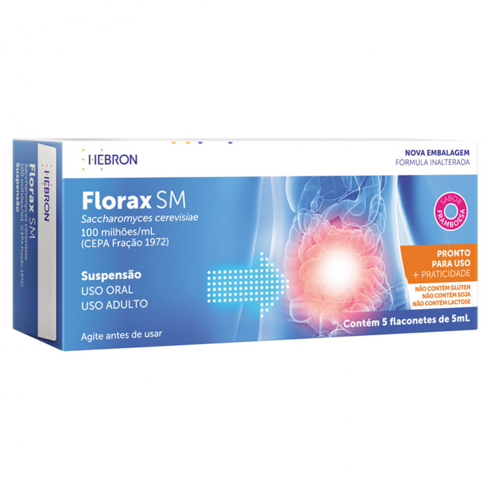 Florax SM 100MI/mL, caixa com 5 flaconetes com 5mL de solução de uso ...