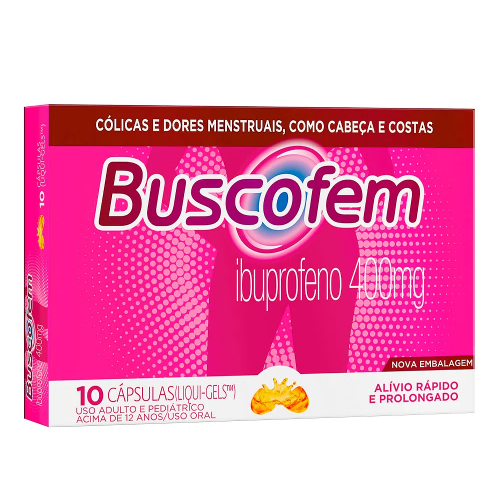 Buscofem 400mg, caixa com 10 cápsulas gelatinosas moles P7896026303002 ...
