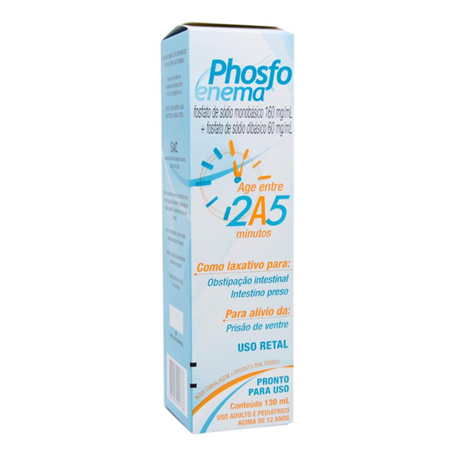 Phosfoenema 160mg/mL + 60mg/mL, caixa com 1 frasco com 130mL de solução ...