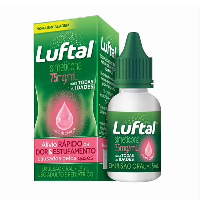 Luftal 75mg/mL, caixa com 1 frasco gotejador com 15mL de emulsão de uso ...