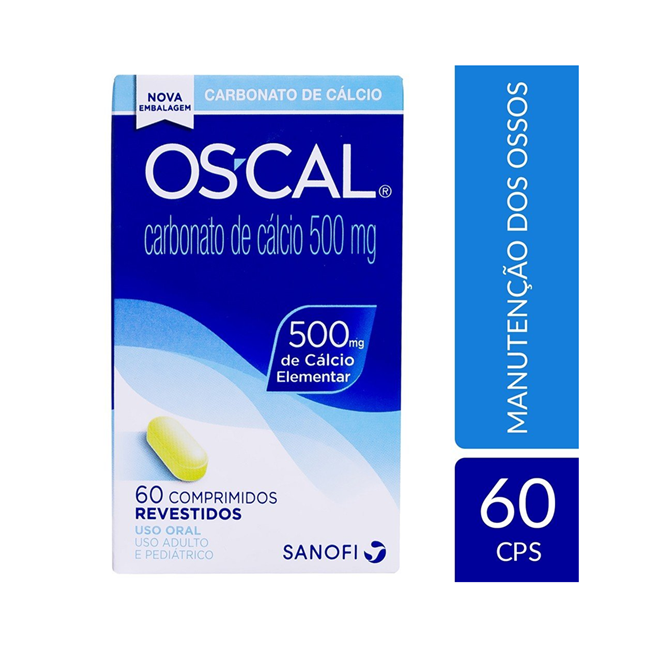 OsCal 500 500mg, caixa com 60 comprimidos revestidos P7891058034092 ...