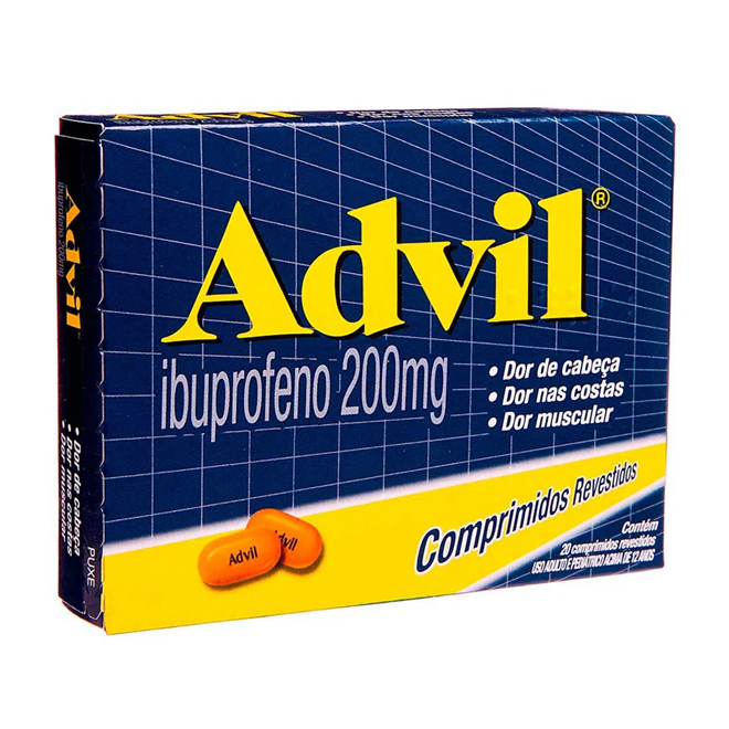 Advil 200mg com 20 comprimidos revestidos P7891045038386 - Advil 200Mg ...